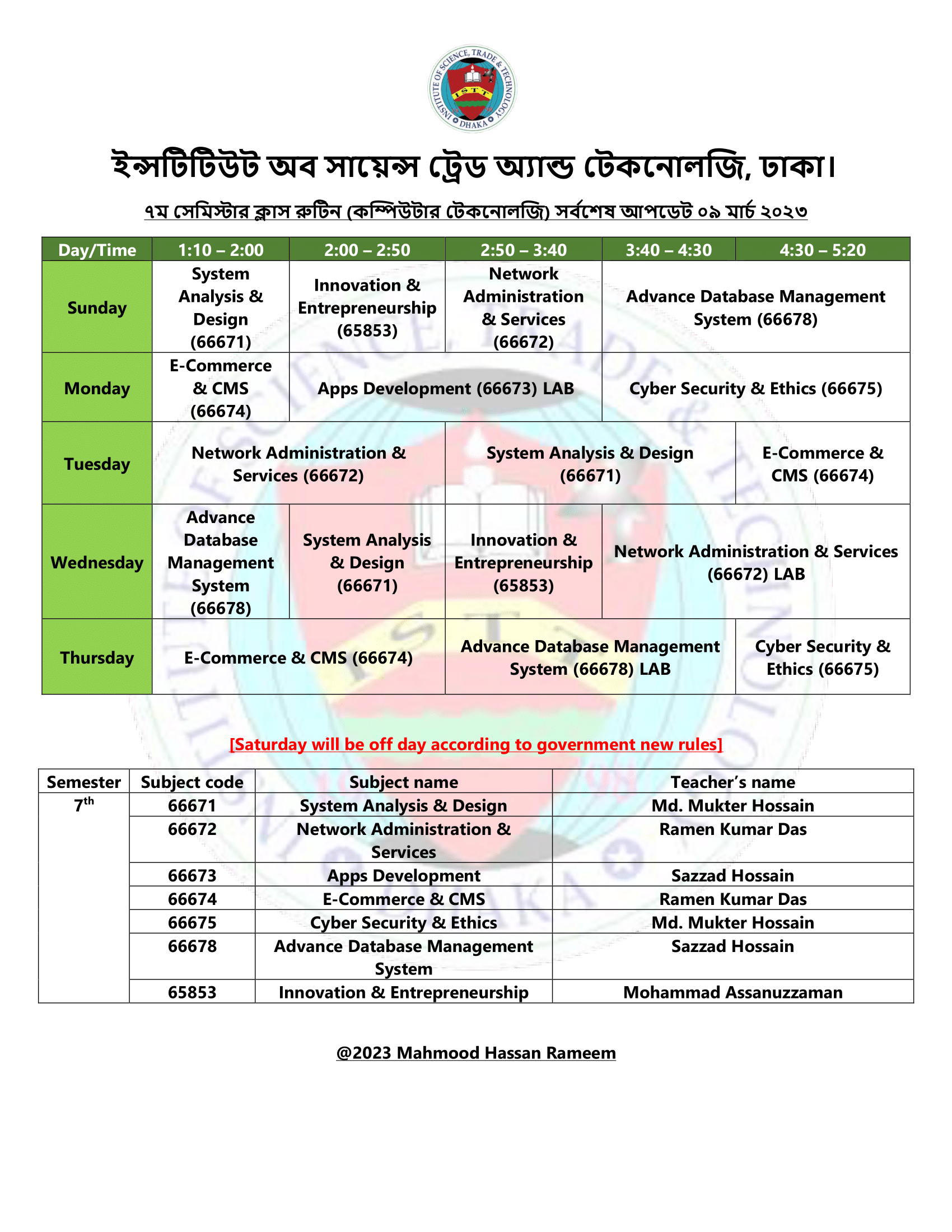 ISTT Computer Batch 2019-20